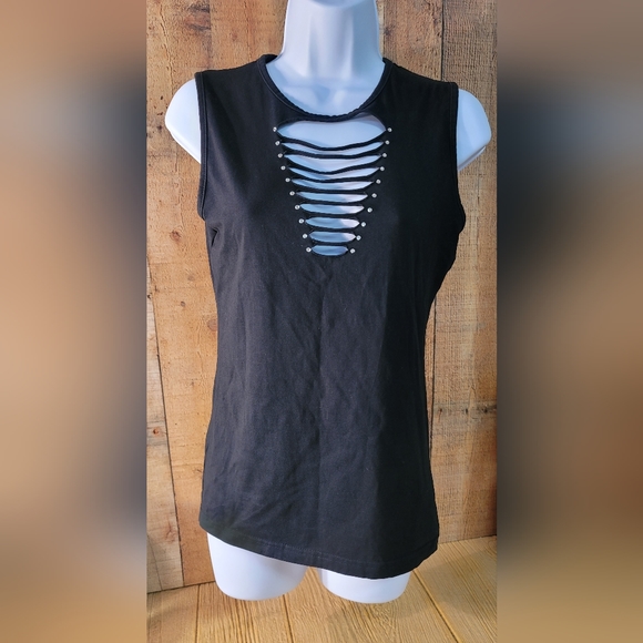 Vance | Tops | Nwot Vance Biker Wear Black Slotted Tank | Poshmark